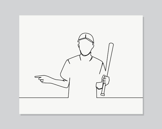 Minimalist Baseball Player Holding Bat Illustration | Jiffy Designs