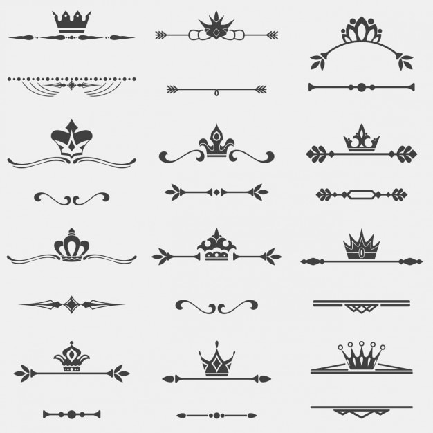 Ornate Vintage Crown and Divider Design Elements Collection | Jiffy Designs