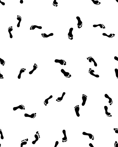 Seamless Pattern With Prints Of Human Feet On A White Background ...