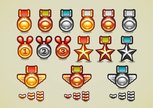 Vibrant Medal and Award Icon Collection with Emblems and Badges | Jiffy ...