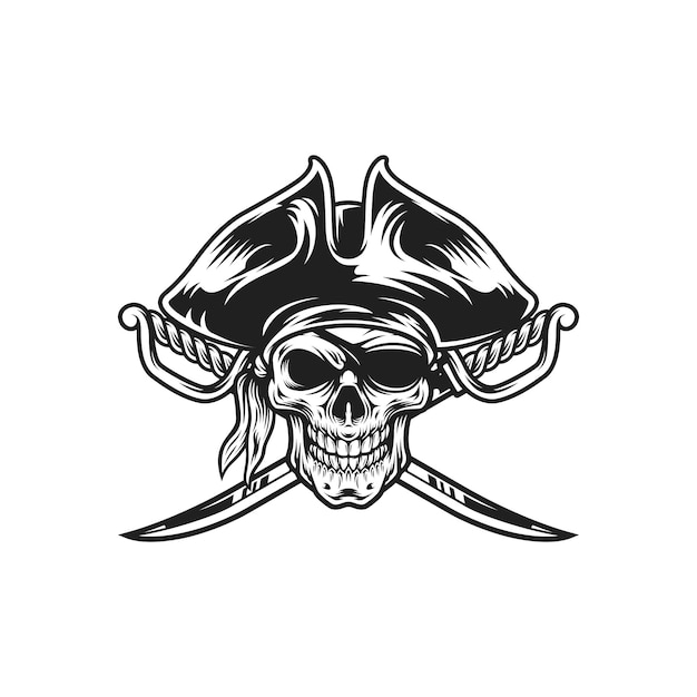 Fearsome Pirate Skull with Crossed Cutlasses | Jiffy Designs
