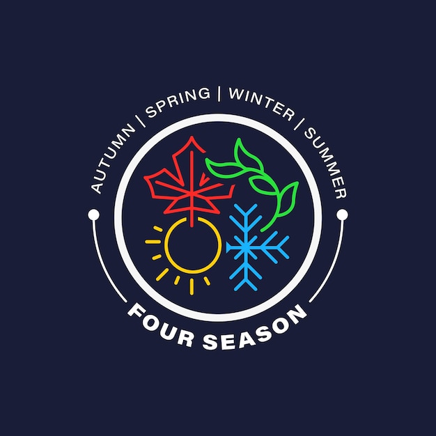 Stylized Four Seasons Emblem with Sun and Floral Elements | Jiffy Designs