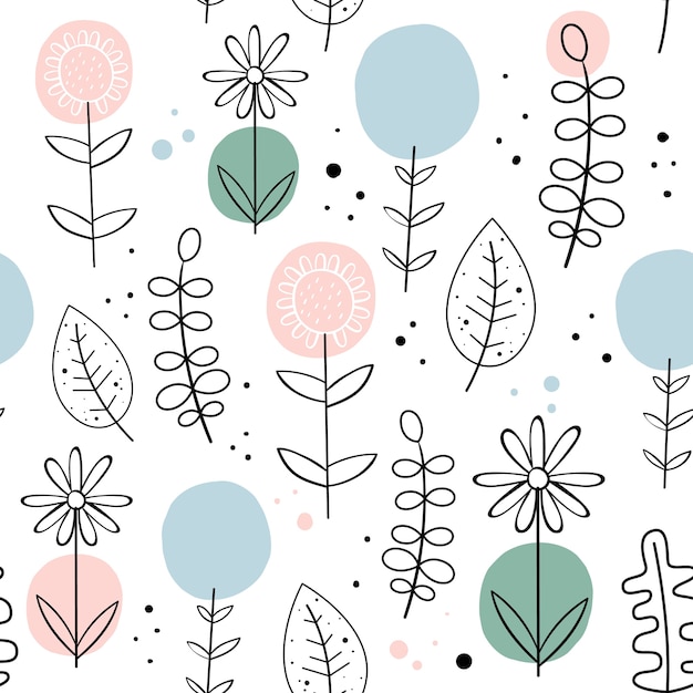 Whimsical Botanical Garden: Abstract Floral Pattern in Pastel Hues ...