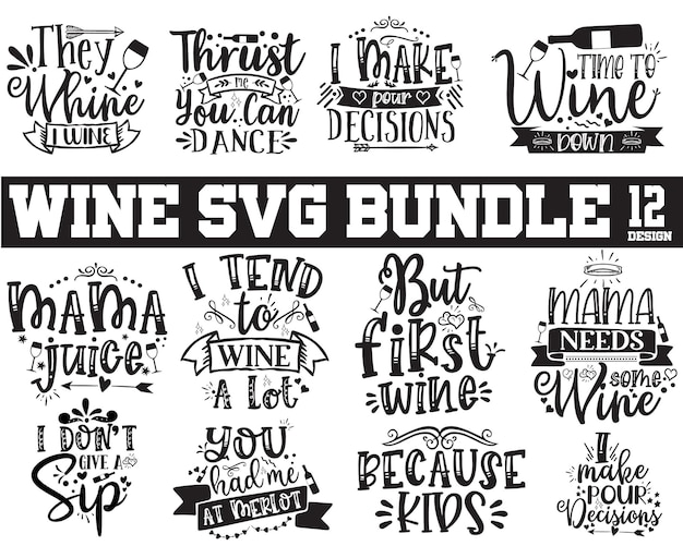 Playful and Inspirational Wine-Themed SVG Collection | Jiffy Designs