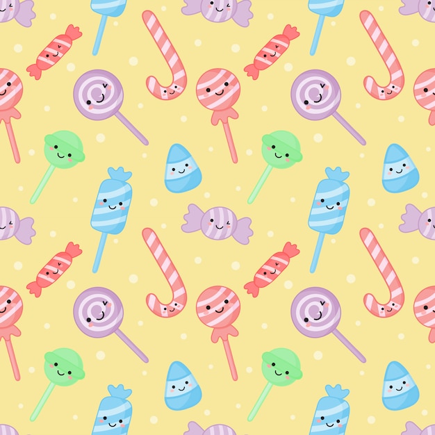 Delightful Candy-Themed Pattern with Smiling Sweets | Jiffy Designs