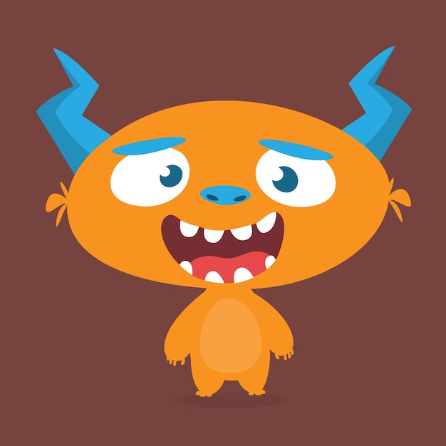 Playful Orange Monster Character with Horns and Fangs | Jiffy Designs