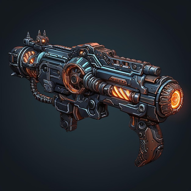 Futuristic Steampunk-Inspired Plasma Blaster with Intricate Detailing ...