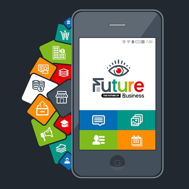 Futuristic Mobile App Interface with Colorful App Icons | Jiffy Designs