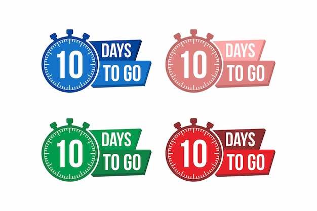 Vibrant Countdown Timer Icons Depicting 10 Days to Go | Jiffy Designs