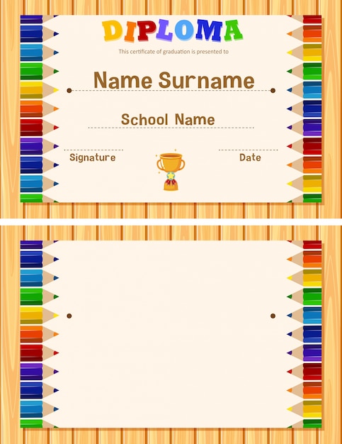 Colorful Diploma Certificate Design with Space for Personalization ...