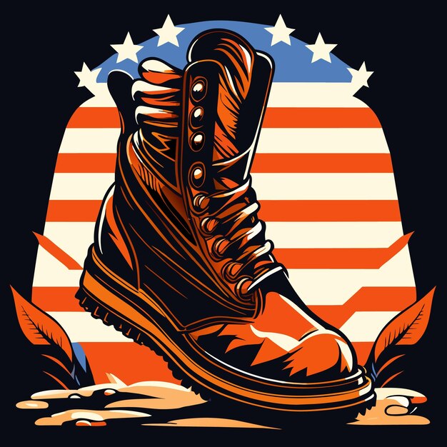Rugged American Boot Emblem with Patriotic Flair | Jiffy Designs