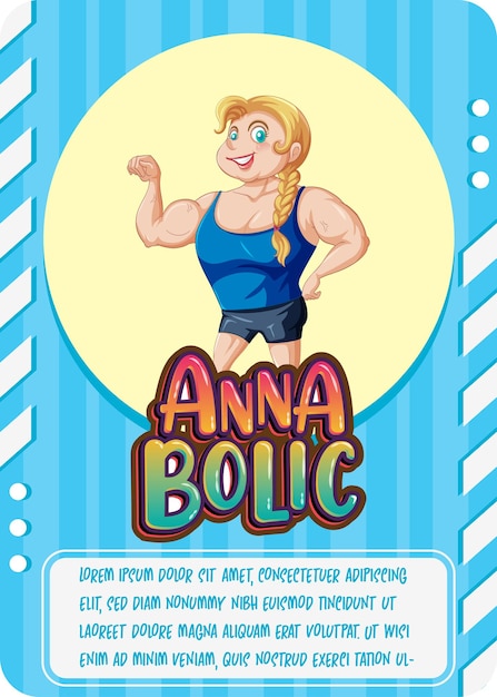 Vibrant Cartoon Character 'Anna Bolic' Flexing Muscles | Jiffy Designs