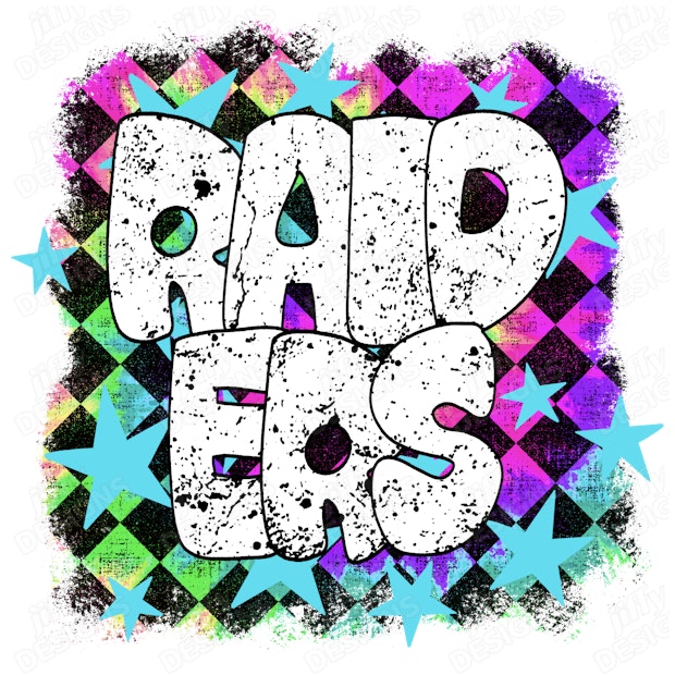 'Raiders' Grunge Text Bursts with Vibrant Geometric Patterns and Stars ...