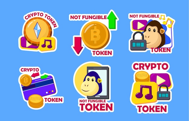 Vibrant Crypto Token Icons with Playful Monkey Mascot and Financial Symbols | Jiffy Designs