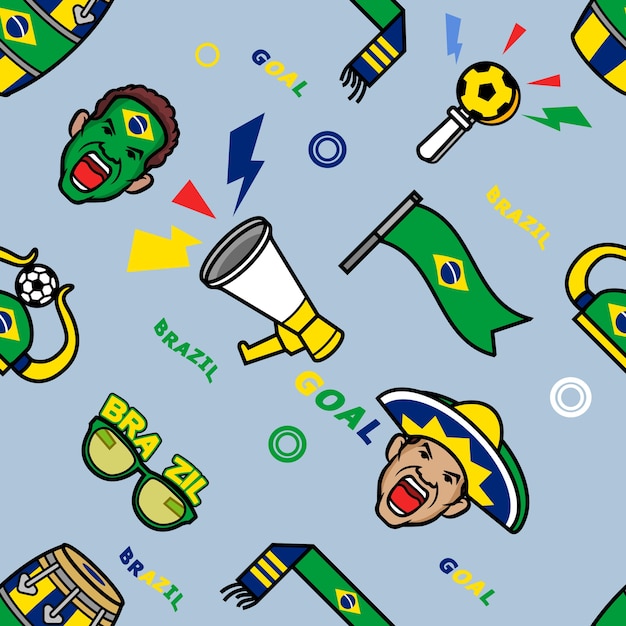 Vibrant Brazilian-Themed Graphic Pattern with Soccer Motifs | Jiffy Designs