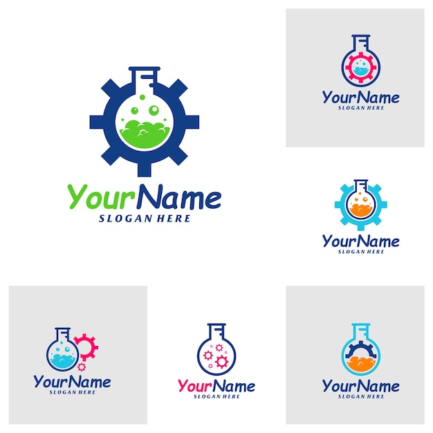 Vibrant Science-Themed Logo Collection with Customizable Options ...