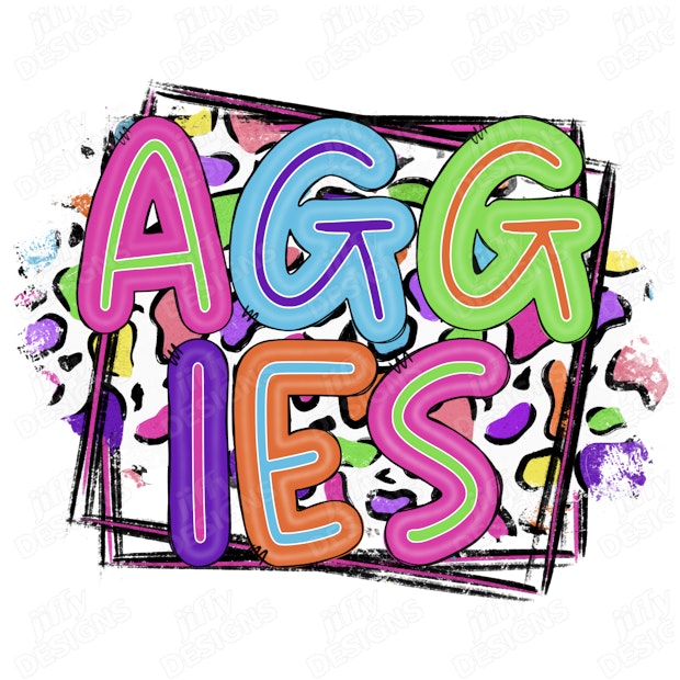 'Aggies' Vibrant Graffiti-Style Letters with Energetic Splatter ...