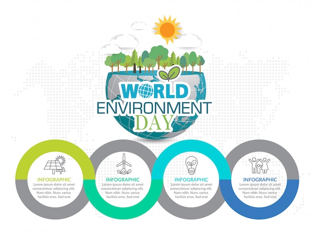 Vibrant World Environment Day Celebration with Infographic Icons ...