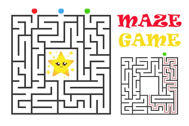 Colorful Maze Game with Smiling Star | Jiffy Designs