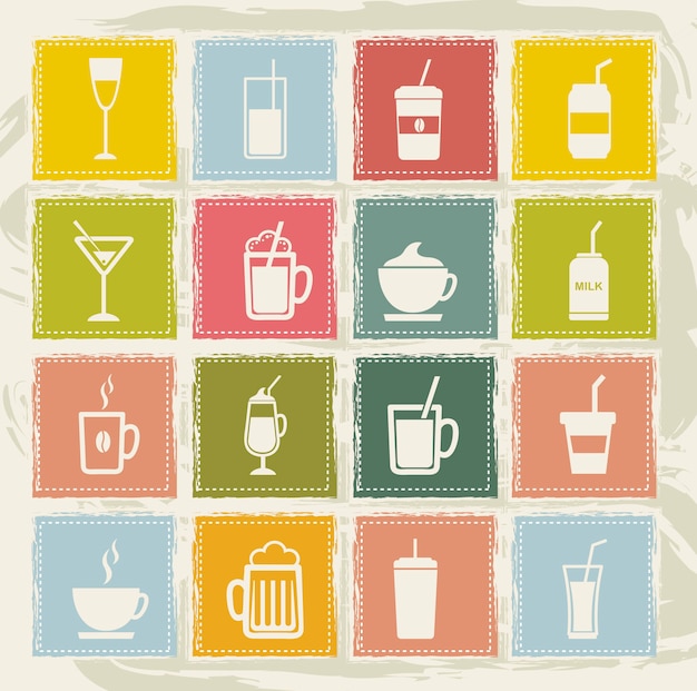 Vibrant Collection of Beverage and Drink Icons for Versatile ...