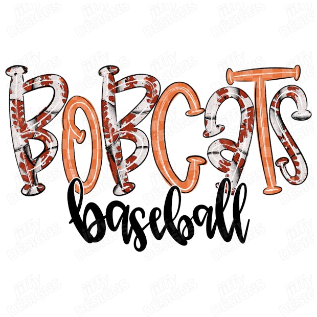'Bobcats Baseball' Stylized Text with Playful Patterns and Curves ...