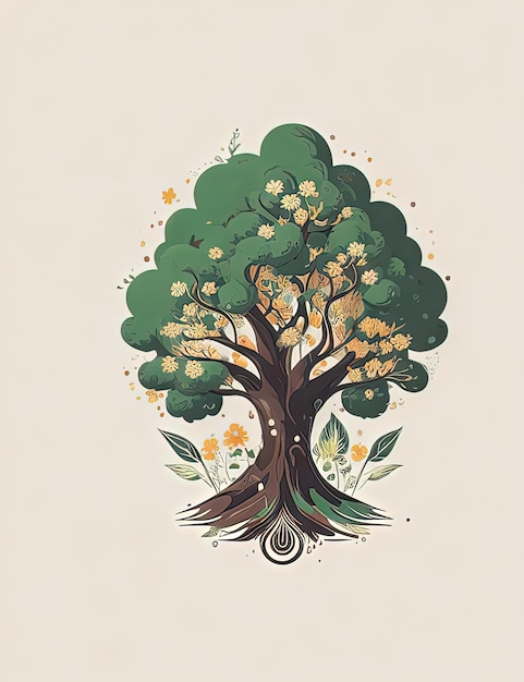 Vibrant Tree of Life with Blooming Flowers and Leaves | Jiffy Designs