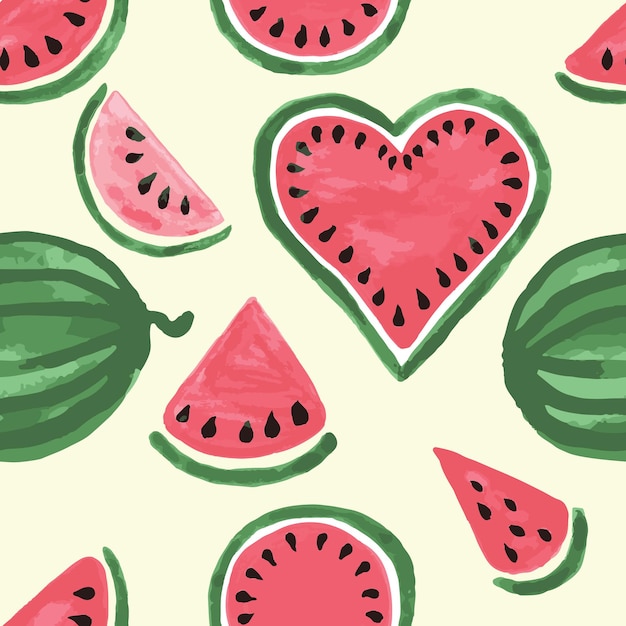 Vibrant Watermelon Hearts and Slices Pattern | Jiffy Designs