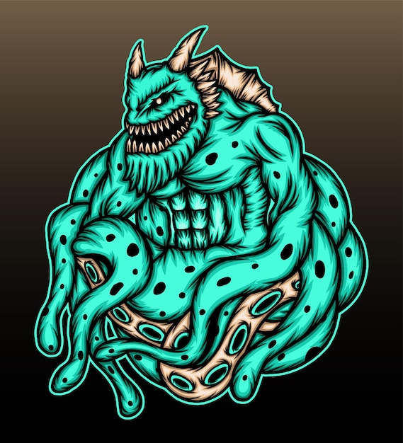Fearsome Aquatic Beast with Menacing Fangs and Glowing Eyes | Jiffy Designs