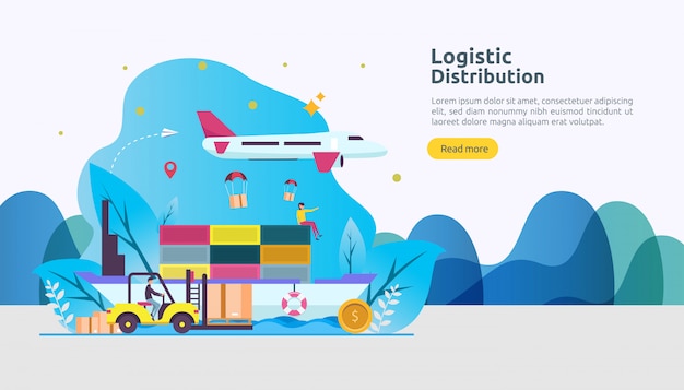Vibrant Logistic Landscape with Cargo Planes, Trucks, and Packages ...