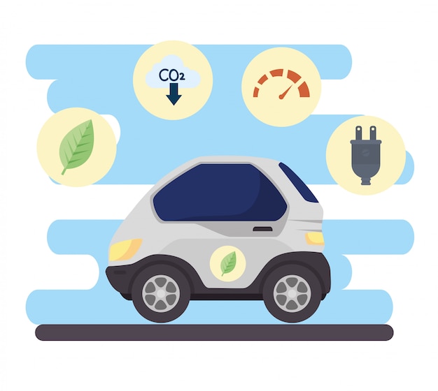 Eco-Friendly Electric Car with Sustainable Icons | Jiffy Designs