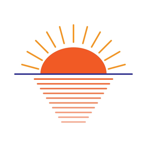 Rising Sun with Geometric Stripes and Lines Illustration | Jiffy Designs