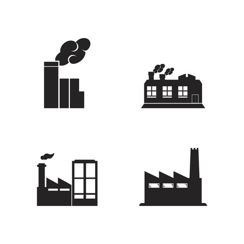 Factory, Industrial Icon Vector, Illustration Design Template. | Jiffy ...