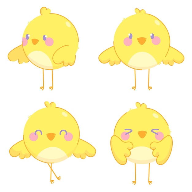 Adorable Yellow Chick Illustrations with Expressive Faces | Jiffy Designs