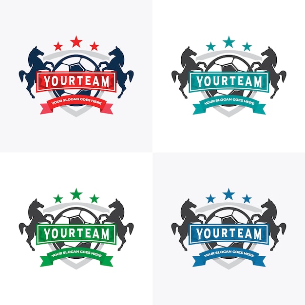 Vibrant Team Spirit Emblem Collection with Stars and Silhouettes ...