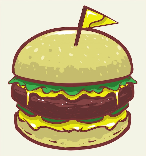 Mouthwatering Illustrated Hamburger with Vibrant Details | Jiffy Designs