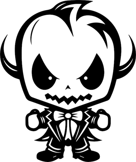 Mischievous Skull-Faced Creature in Formal Attire | Jiffy Designs