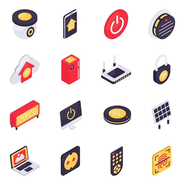 Vibrant Isometric Icons: Power, Audio, and Digital Devices | Jiffy Designs