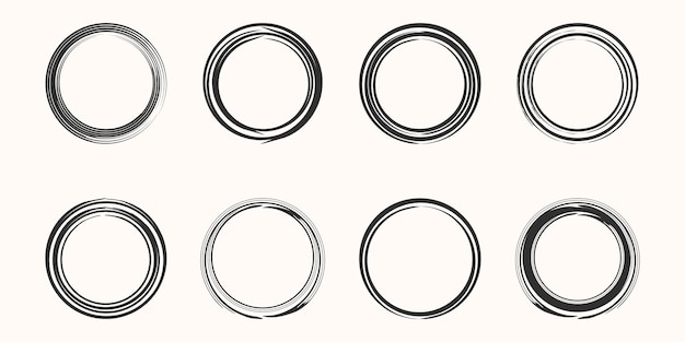 Elegant Monochrome Circular Frames with Varied Line Patterns | Jiffy ...
