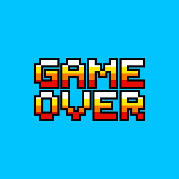 Vibrant Pixel Art 'Game Over' Text on Teal Background | Jiffy Designs
