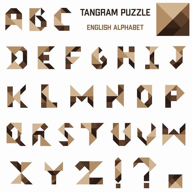 Geometric Tangram Puzzle Shapes Forming English Alphabet | Jiffy Designs