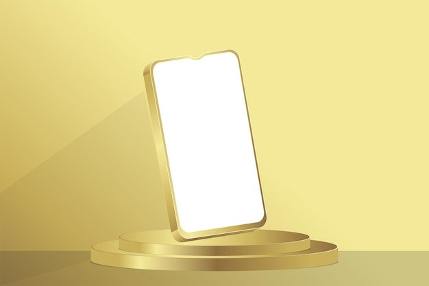 Elegant Golden Smartphone Display on Podium Backdrop | Jiffy Designs