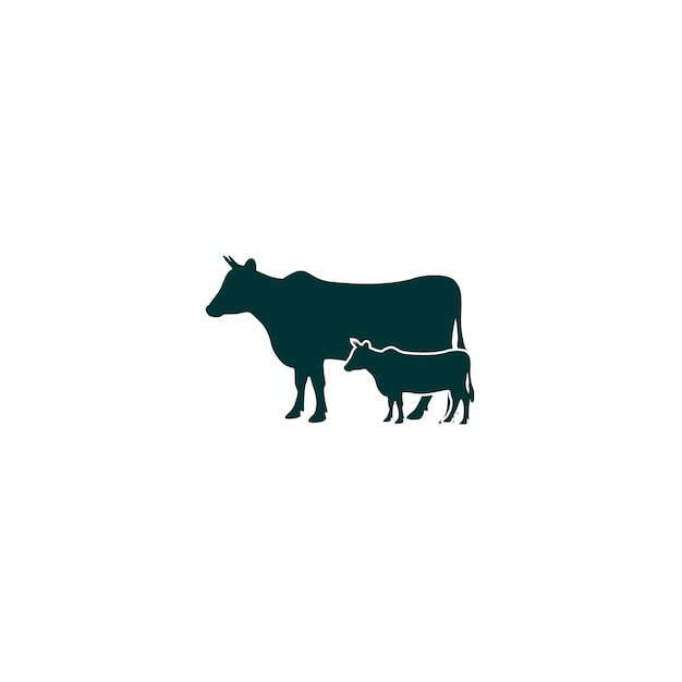 Elegant Cow and Calf Silhouette Illustration | Jiffy Designs