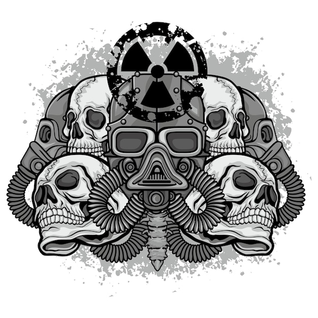 Haunting Apocalyptic Skull Collage with Ominous Radiation Symbol ...
