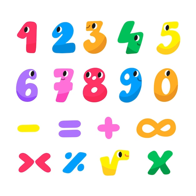 Vibrant Collection of Playful Numerical and Mathematical Symbols ...