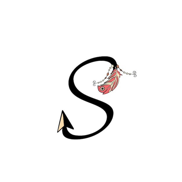 Elegant Koi Fish Illustration Adorning Stylized Letter S | Jiffy Designs