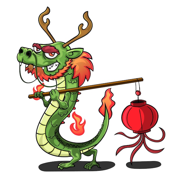 Mischievous Dragon Puppet Holding Fiery Lantern in Playful Pose | Jiffy ...