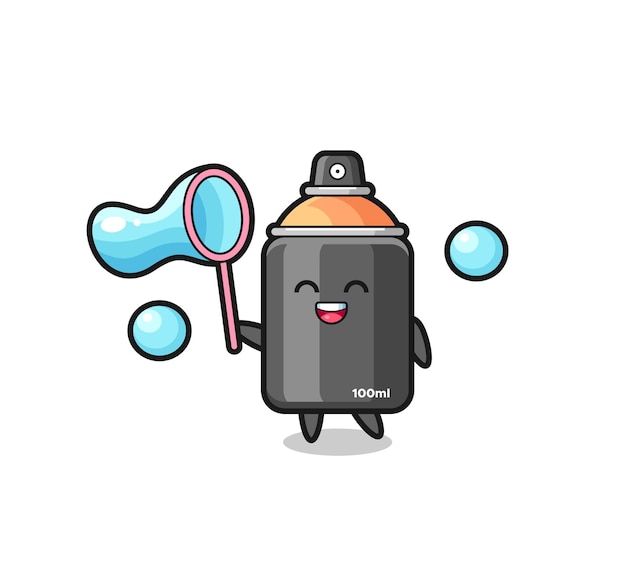 Cheerful Spray Can Character Blowing Bubbles Playfully | Jiffy Designs