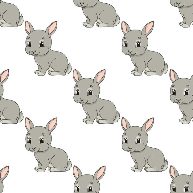 Adorable Gray Rabbits Hopping Across a Whimsical Pattern | Jiffy Designs