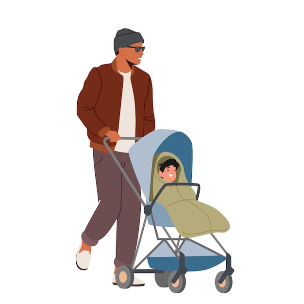 Stylish Father Pushing Infant in Modern Stroller | Jiffy Designs