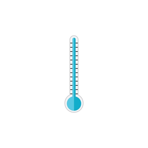 Minimalist Blue Thermometer Icon Depicting Temperature | Jiffy Designs